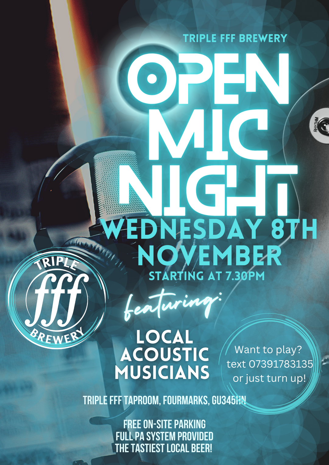 OPEN MIC IN OFFF THE RAILS WEDNESDAY 7TH – triplefffbrewery
